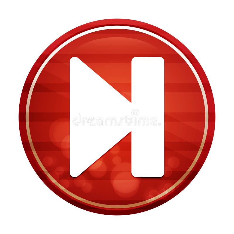 Next Track Icon Realistic Diagonal Motion Red Round Button Illustration ...