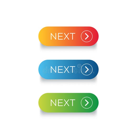 Next Web Button Set Vector. Next Web Buttons with Arrow Isolated on ...