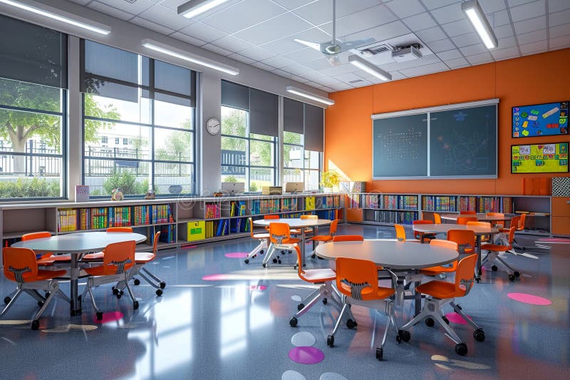 Nextgen Classroom in 2077, Featuring Cuttingedge Educational Tech Stock ...