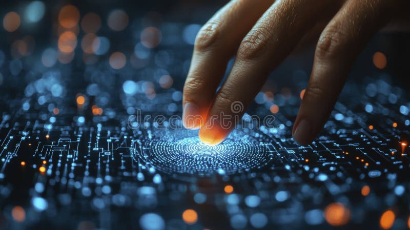 The Nexus of Human and Machine: Touch Interactivity Stock Illustration ...