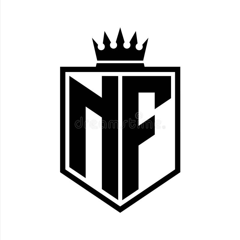 NF Logo Monogram Bold Shield Geometric Shape with Crown Outline Black ...