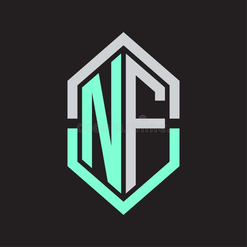 NF Logo Monogram with Hexagon Shape and Outline Slice Style Stock ...