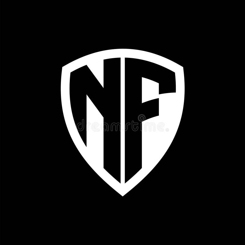 NF Monogram Logo with Bold Letters Shield Shape with Black and White ...