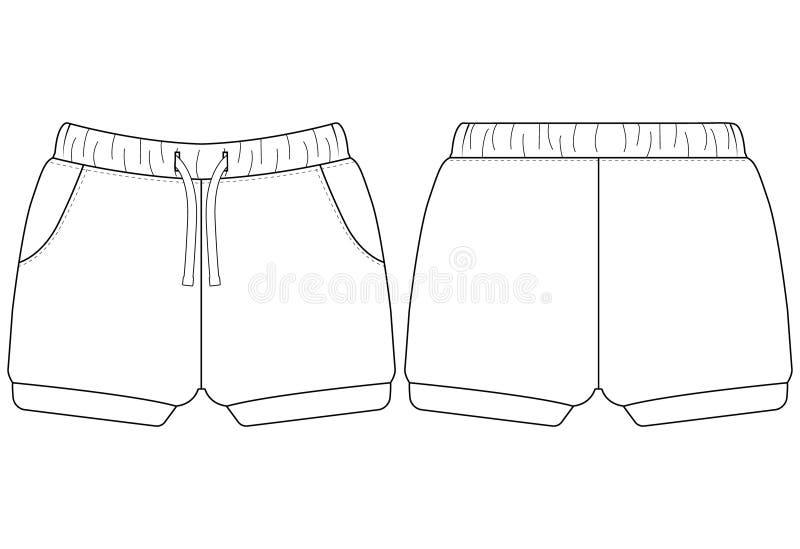Nfant Boys Half Short Pant Flat Sketch Vector Illustration Stock ...