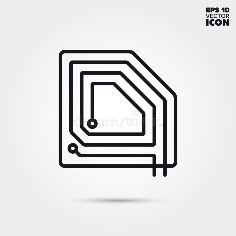 NFC chip vector line icon stock vector. Illustration of component ...