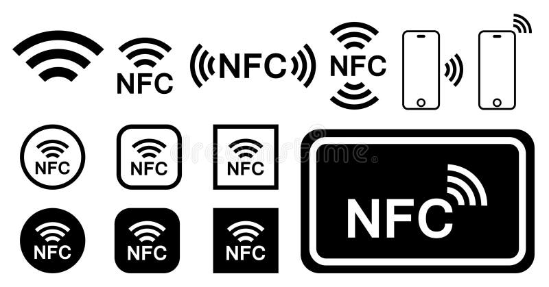 NFC Icon Set Vector Illustration. Near Field Communication Sign ...