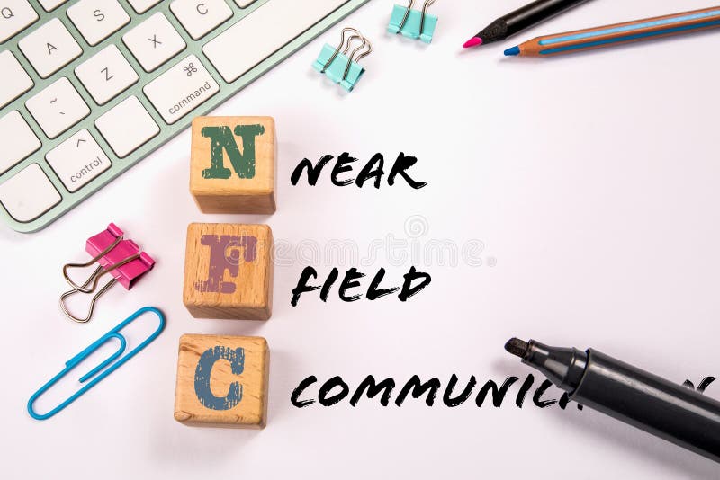 NFC - Near Field Communication. Computer Keyboard on a White Background ... NFC - Near Field Communication. Computer Keyboard on a White Background ...