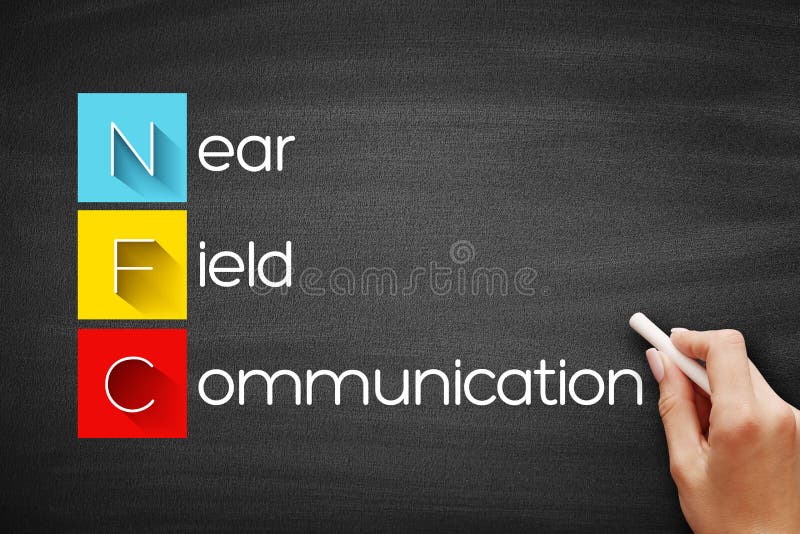 NFC Near Field Communication, Technology Business Concept on Blackboard ...