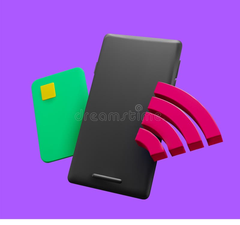 NFC Payment Concept Illustration with 3d Rendered Smartphone and Credit ...