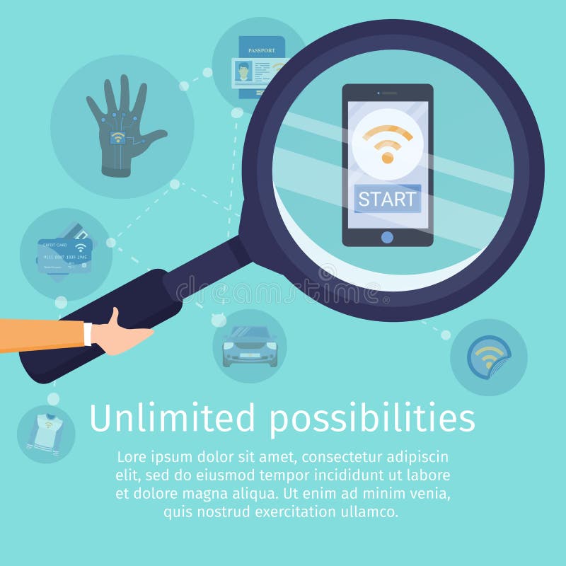 NFC Technology Flat Vector Square Poster Template Stock Vector ...