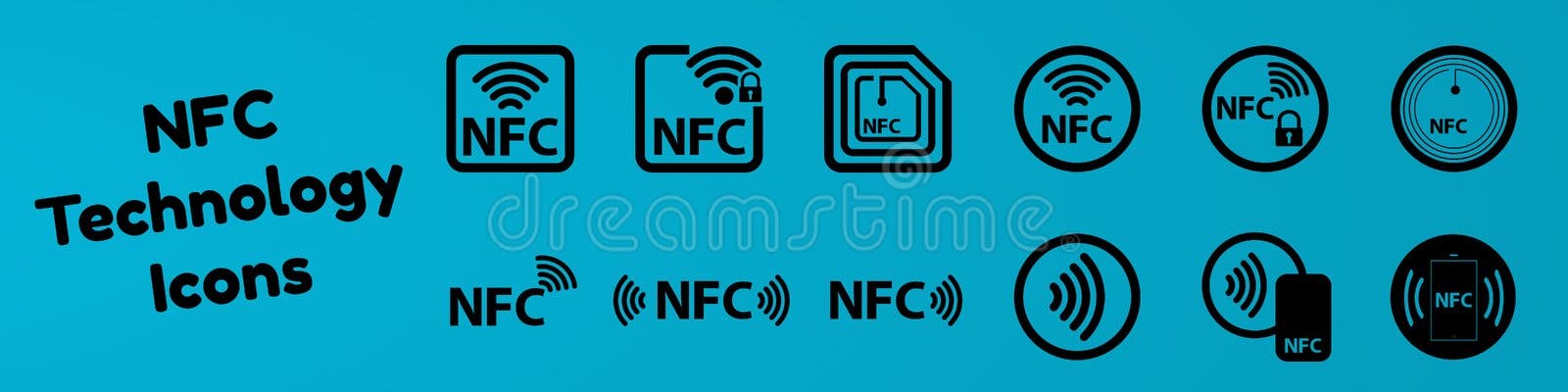 NFC Technology - Icon Set - Vector Illustration - Isolated on White ...