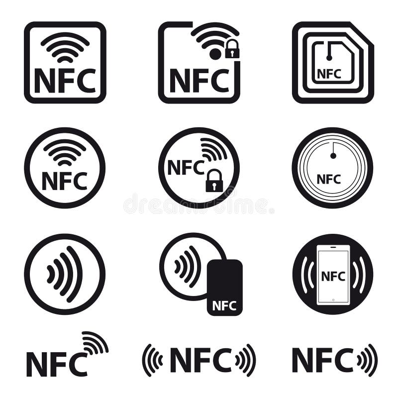 NFC Technology - Icon Set - Vector Illustration - Isolated on White ...