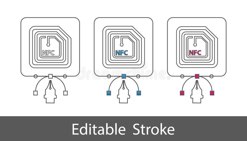 NFC Technology - Icon Set - Colorful Vector Illustration - Isolated on ...