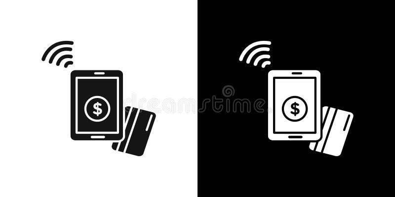 NFC Wireless Payment Icon Flat Vector Set Outline Stock Vector ...