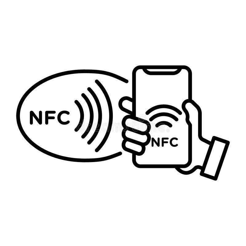 NFC Wireless Payment Linear Logo Mark in Black and White Stock Vector ...