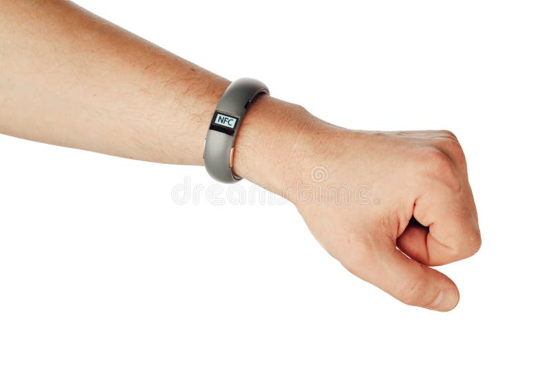 Nfc wristband on hand stock image. Image of communication - 71840921