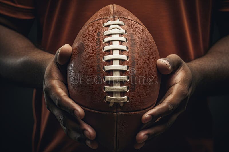 NFL, American Football in Hands. Generative Ai Stock Photo - Image of ...