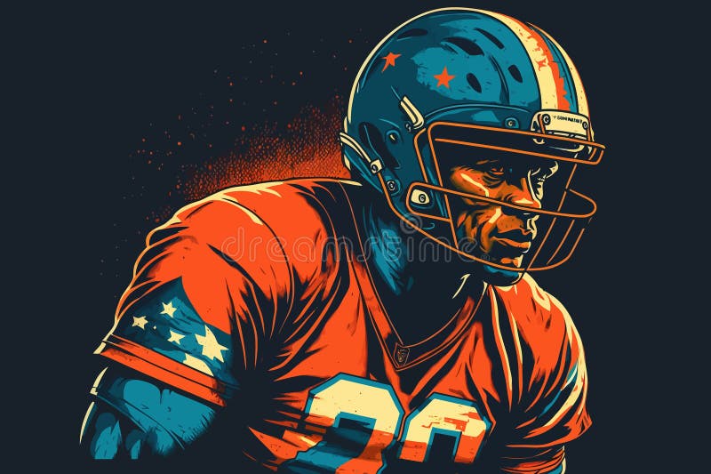 NFL Team Striker Illustration. Retro Style, Poster, Banner Stock ...