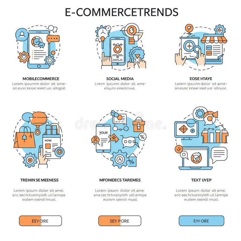 Nfographic Illustrating E-commerce Trends with Six Sections. Each ...