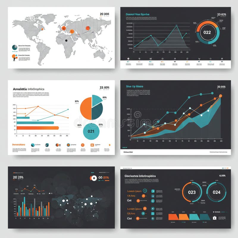 Nfographics Showcase Various Data Visualizations. the Top Left Features ...