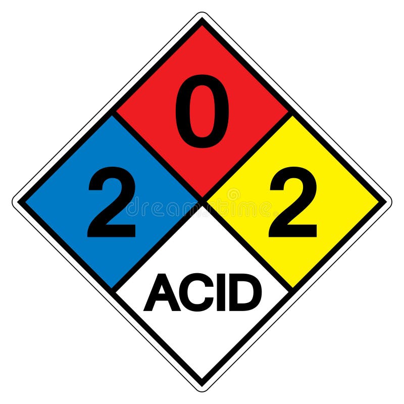NFPA Diamond 704 2-0-2 ACID Symbol Sign, Vector Illustration, Isolate ...