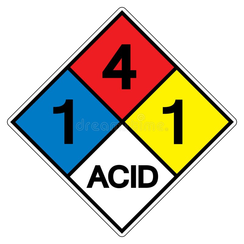 NFPA Diamond 704 1-4-1 ACID Symbol Sign, Vector Illustration, Isolate ...