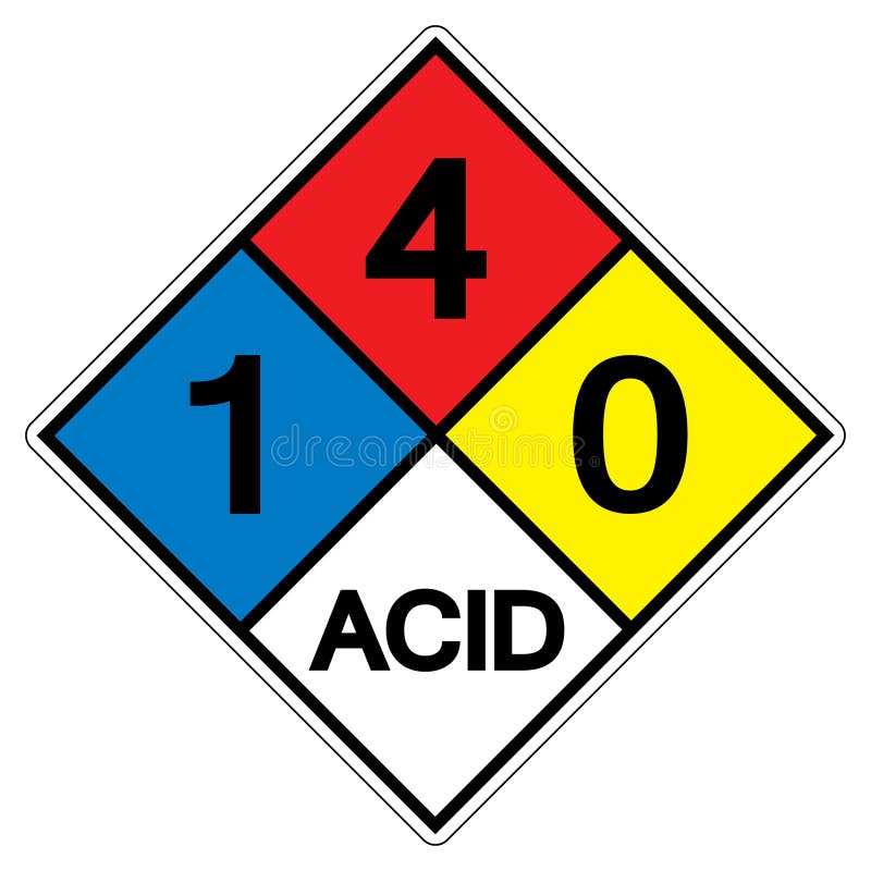 NFPA Diamond 704 1-4-0 ACID Symbol Sign, Vector Illustration, Isolate ...