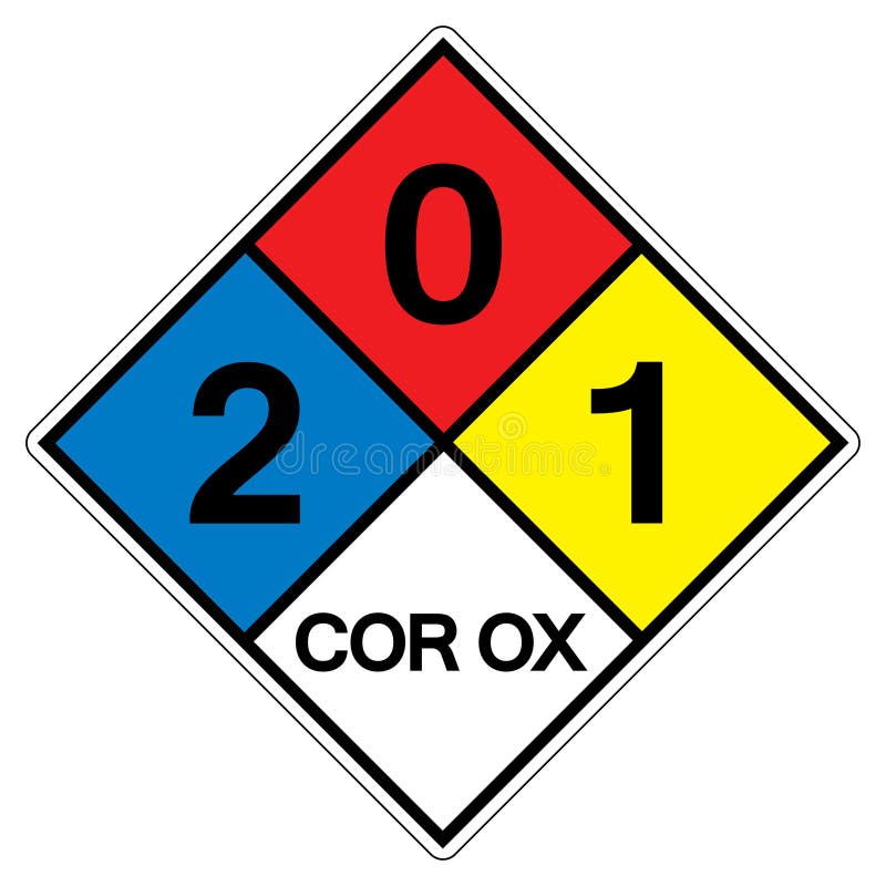 NFPA Diamond 704 2-0-1 COR OX Symbol Sign, Vector Illustration, Isolate ...