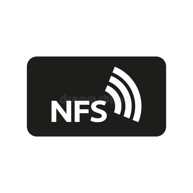 NFS Icon. Wireless Signal Symbol. NFC Technology Badge. Black Rectangle ...