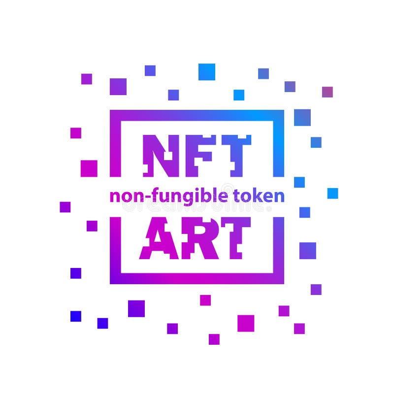 NFT Art Icon with Frame and Square Pixel Particles Around. Stock Vector ...