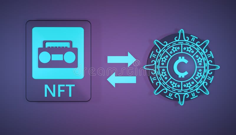 NFT and Cryptocurrency Exchange Concept 3d NFT Exchange. the Concept of ...