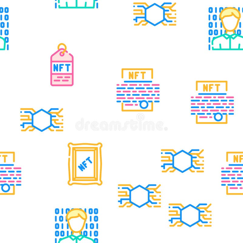 Nft Digital Technology Vector Seamless Pattern Stock Illustration ...