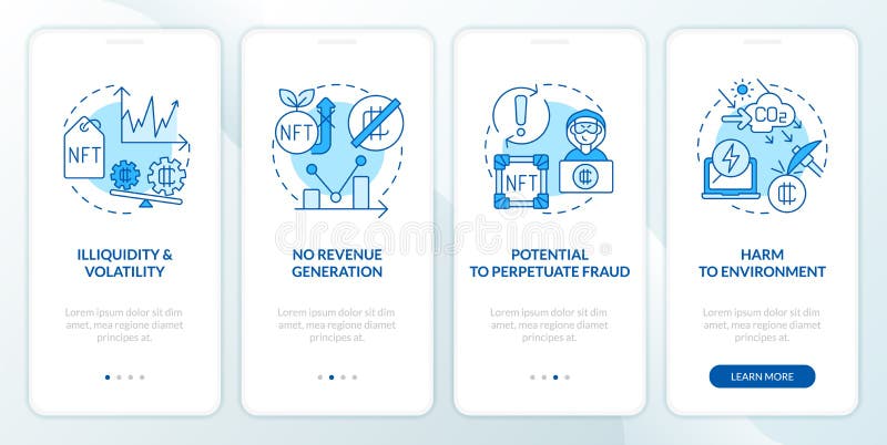 NFT Disadvantages Blue Onboarding Mobile App Screen Stock Illustration ... NFT Disadvantages Blue Onboarding Mobile App Screen Stock Illustration ...