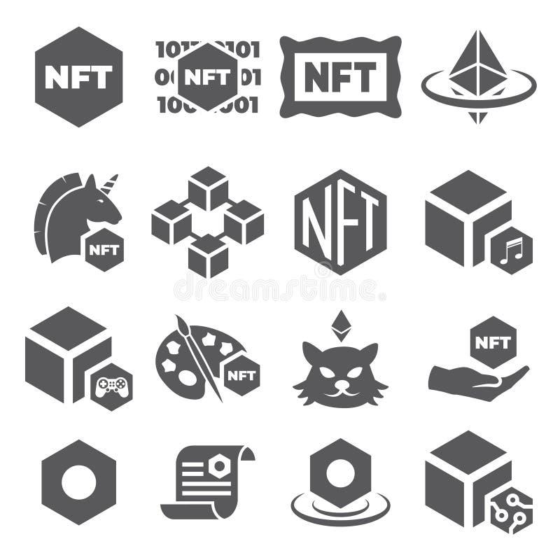 NFT Icon Set on White Background Editorial Stock Image - Illustration ...
