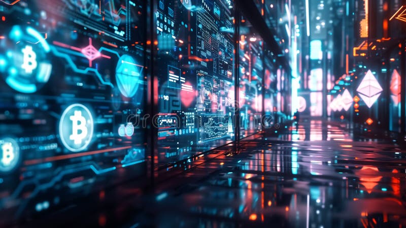 NFT Marketplace Showcasing Digital Art â€“ Digital Art Displa Stock ...