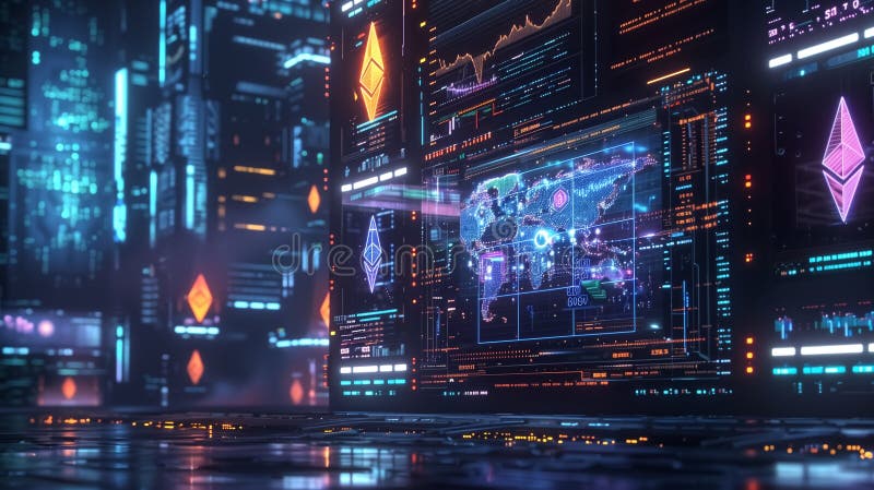 NFT Marketplace Showcasing Digital Art â€“ Digital Art Displa Stock ...