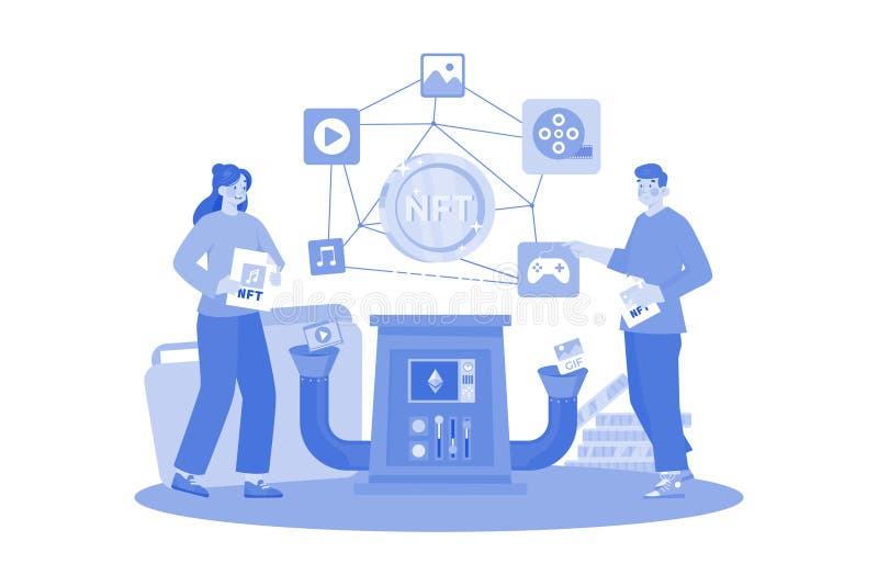 NFT Minting Process Illustration Concept on a White Background Stock ...