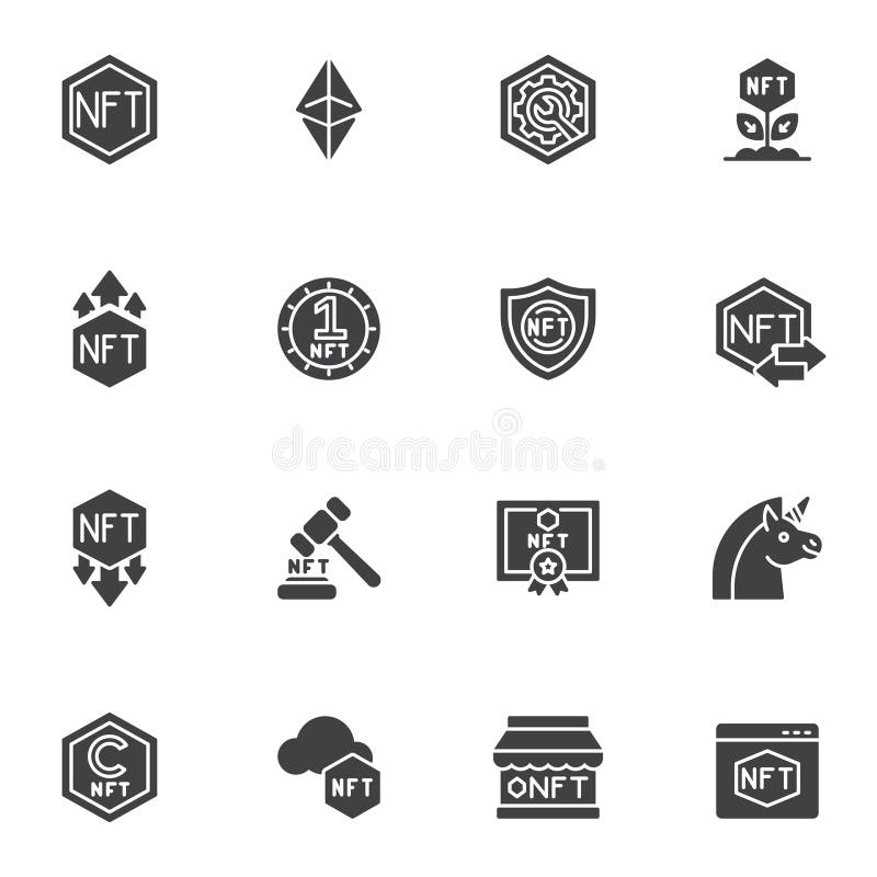 NFT Technology Vector Icons Set Stock Vector - Illustration of ...