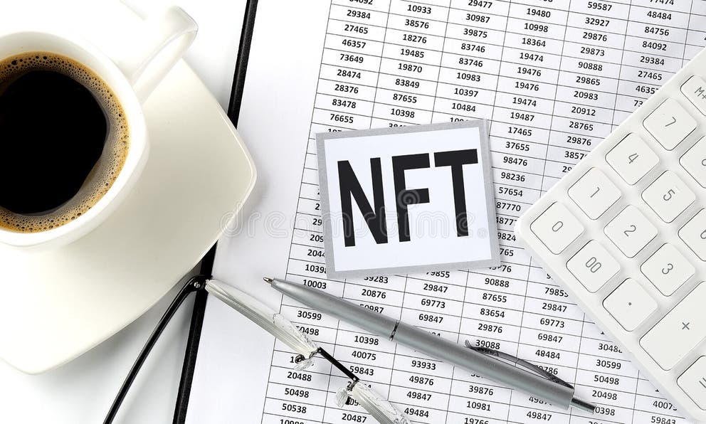 NFT Text on Sticky on the Chart with Coffee,pen and Calculator Stock ...