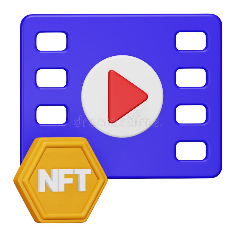 Nft Video 3d Rendering Isometric Icon. Stock Vector - Illustration of ...