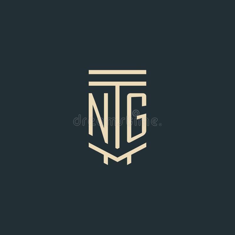NG Initial Monogram with Simple Line Art Pillar Logo Designs Stock ...