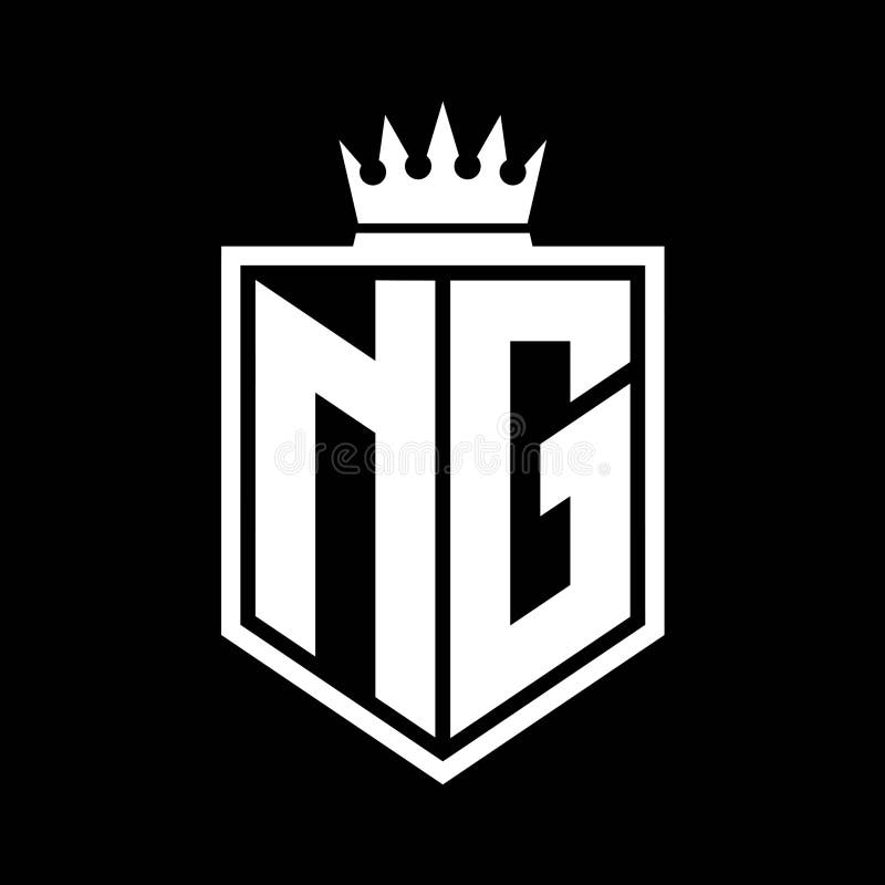 NG Logo Monogram Bold Shield Geometric Shape with Crown Outline Black ...