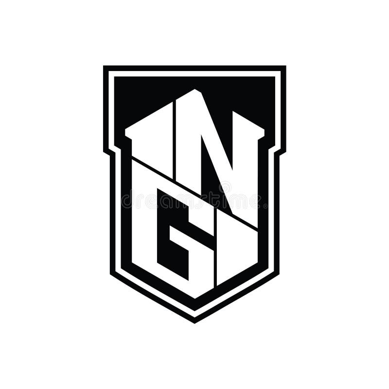 NG Logo Monogram Hexagon Geometric Up and Down Inside Shield Isolated ...