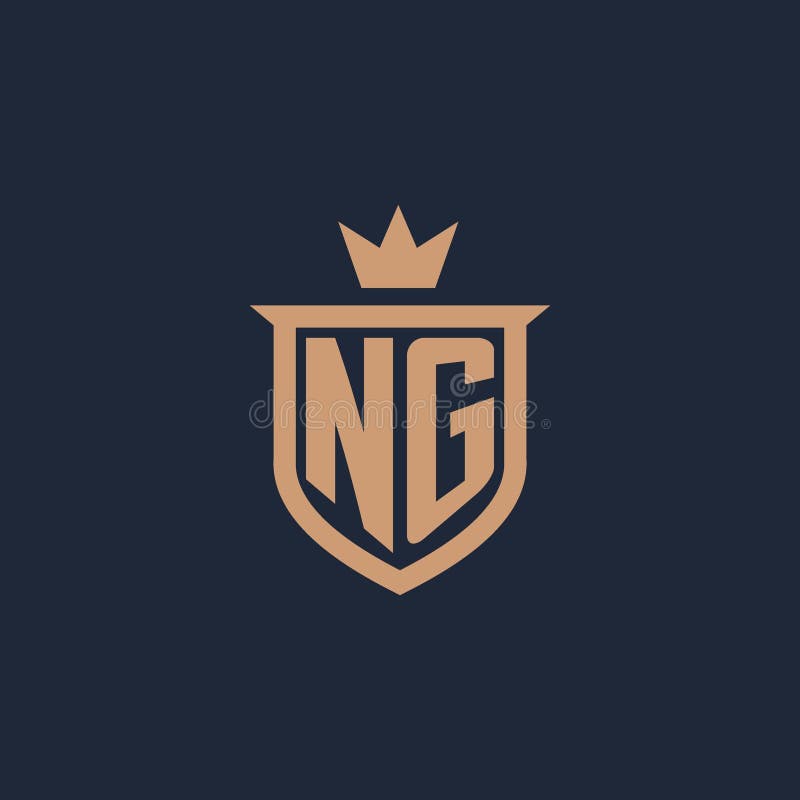 NG Monogram Initial Logo with Shield and Crown Style Stock Vector ...