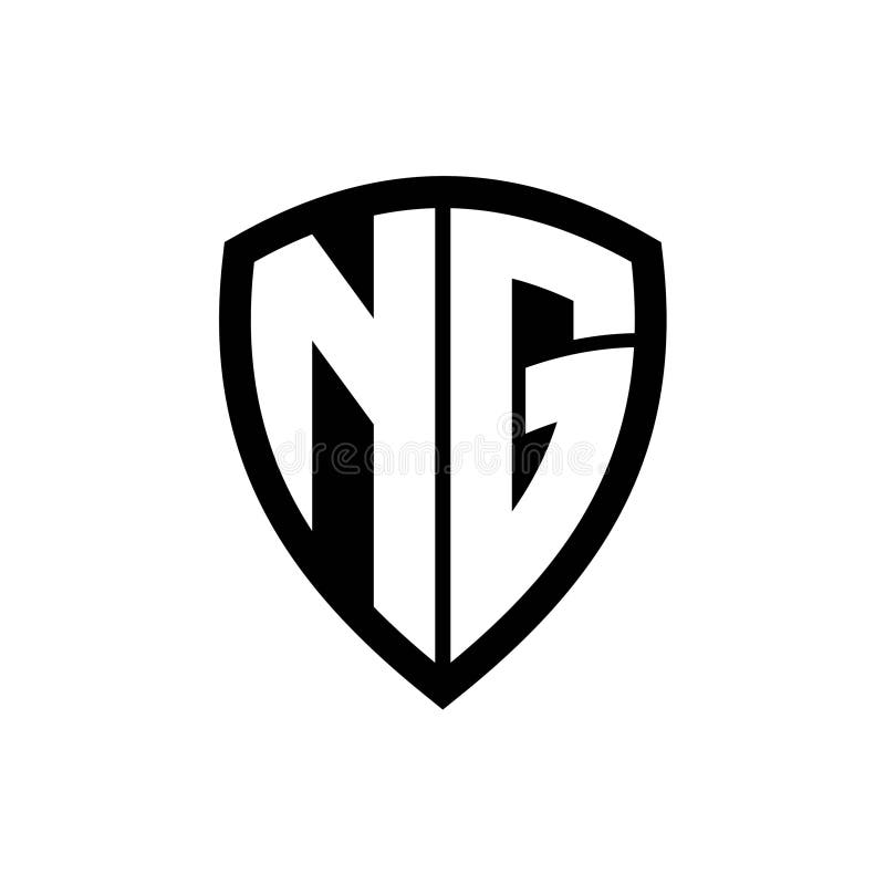 NG Monogram Logo with Bold Letters Shield Shape with Black and White ...