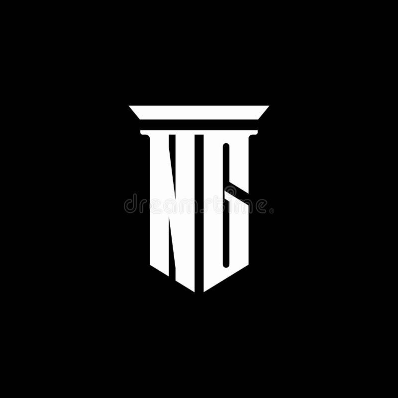 NG Monogram Logo with Emblem Style Isolated on Black Background Stock ...