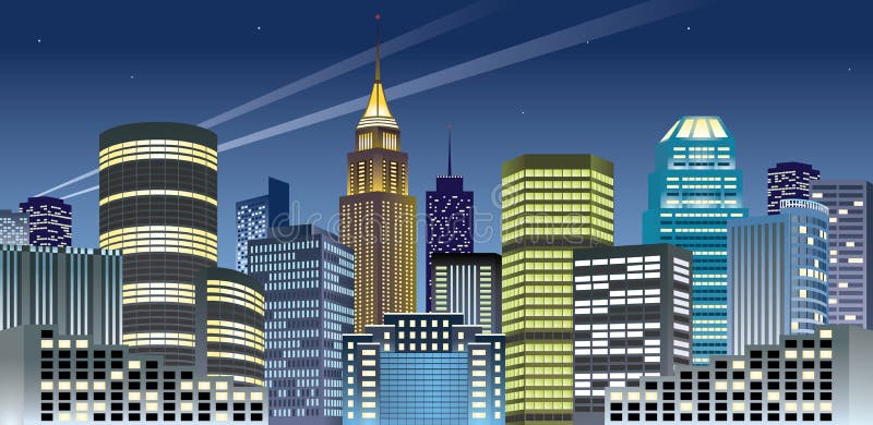 Nght city stock vector. Illustration of architecture - 19012503
