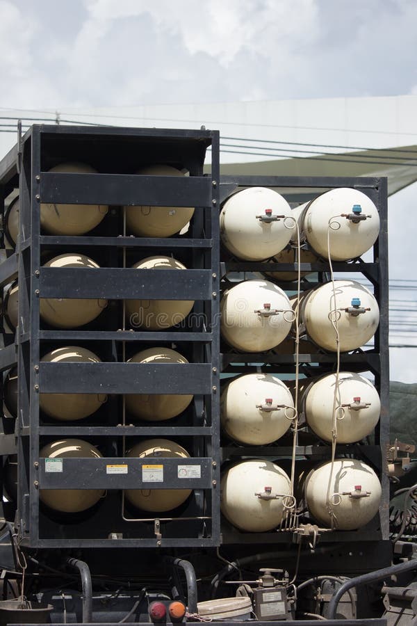 NGV Gas Tank Containers of Trailer Truck Stock Image - Image of energy ...