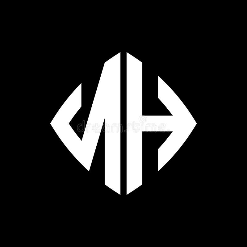NH Geometric Monogram Logo Curved Square Style Stock Illustration ...
