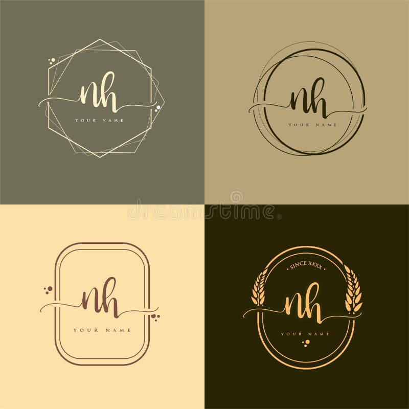 NH Initial Handwriting Logo Template Vector. Stock Vector ...